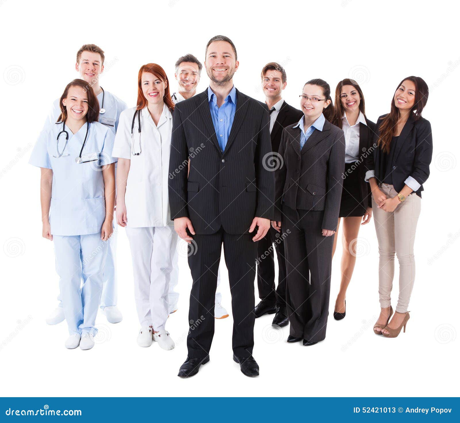 Manager Standing in Front of His Team Stock Image - Image of concept ...