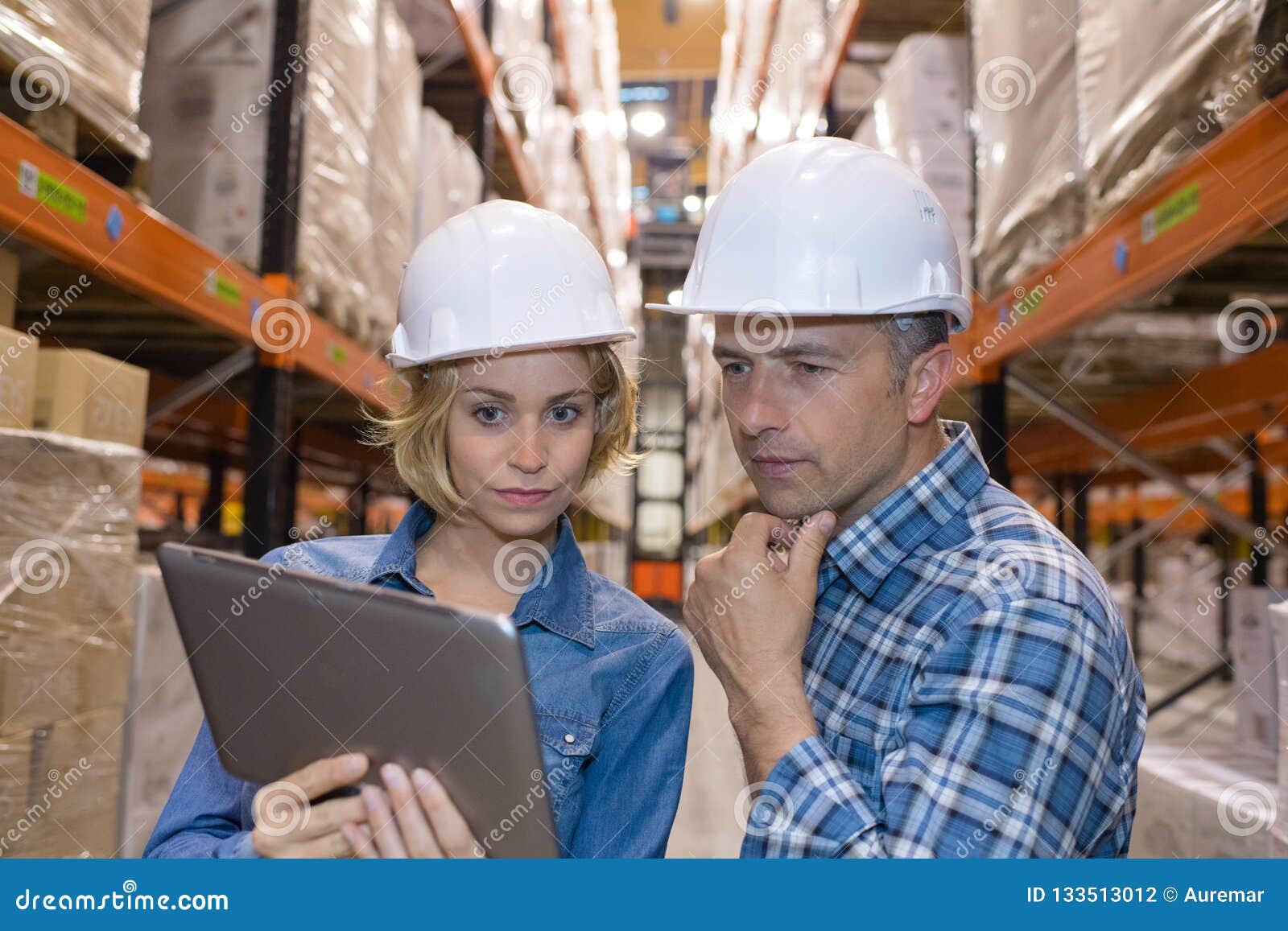 Manager Standing in Front Warehouse Worker in Warehouse Stock Photo ...