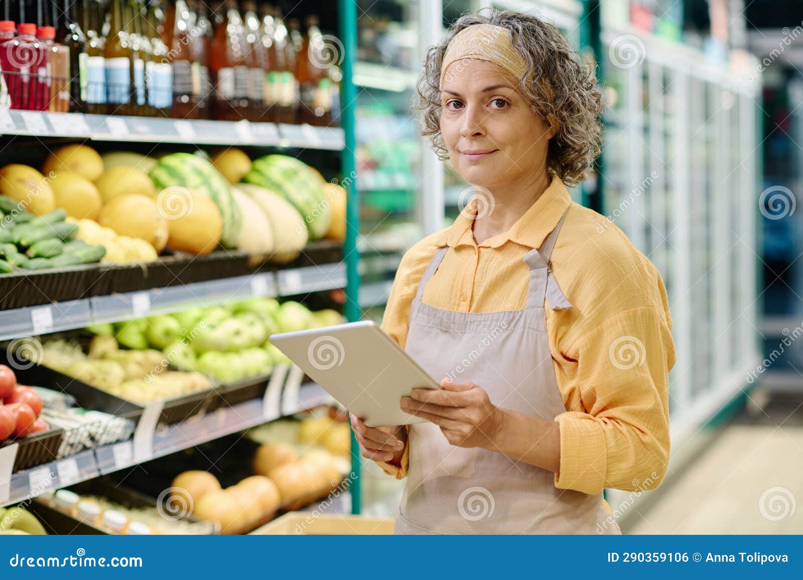 Manager of Store Using Tablet Pc at Work Stock Photo - Image of uniform ...