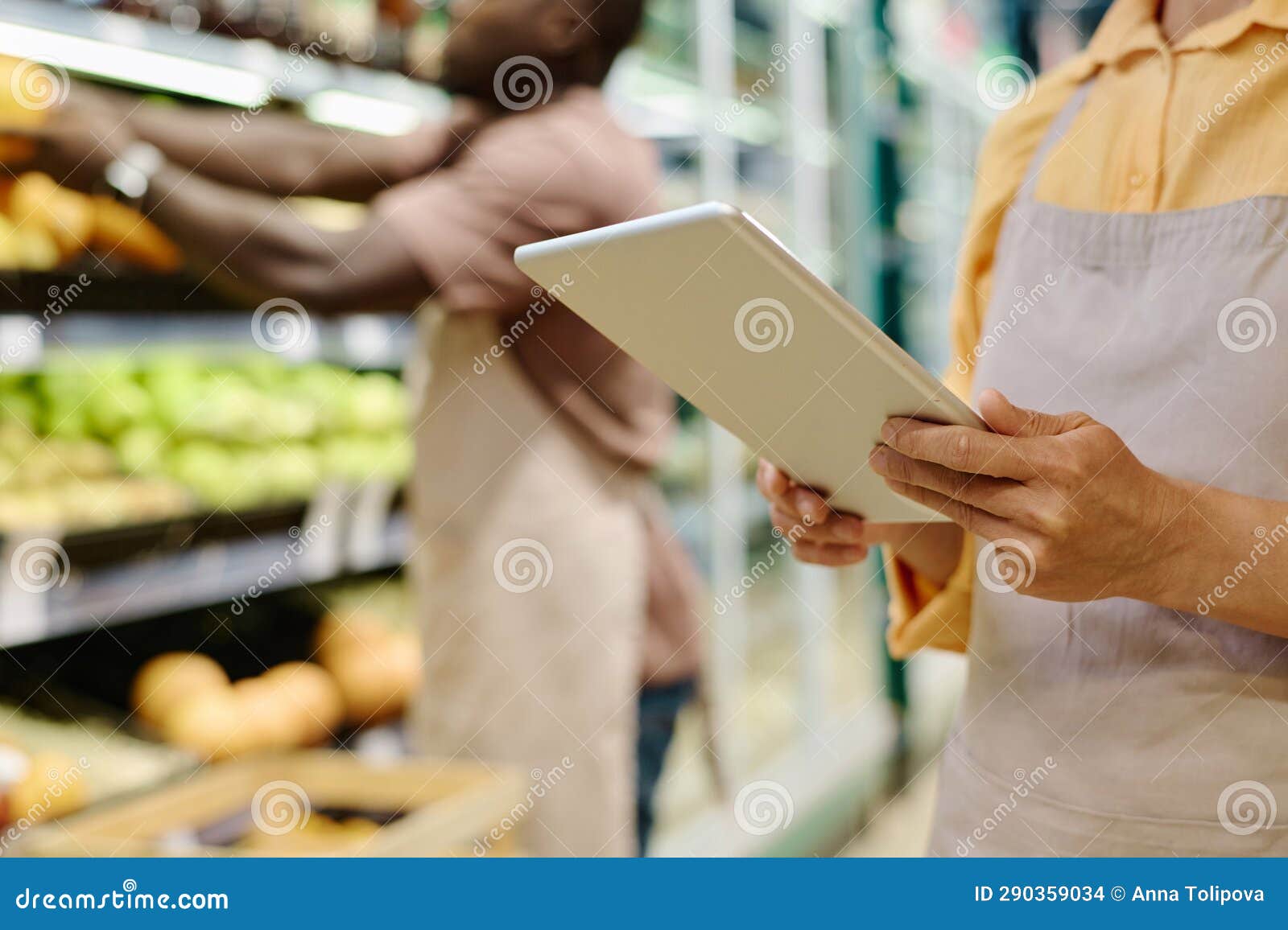 Manager of Supermarket Using Tablet Pc at Work Stock Photo - Image of ...