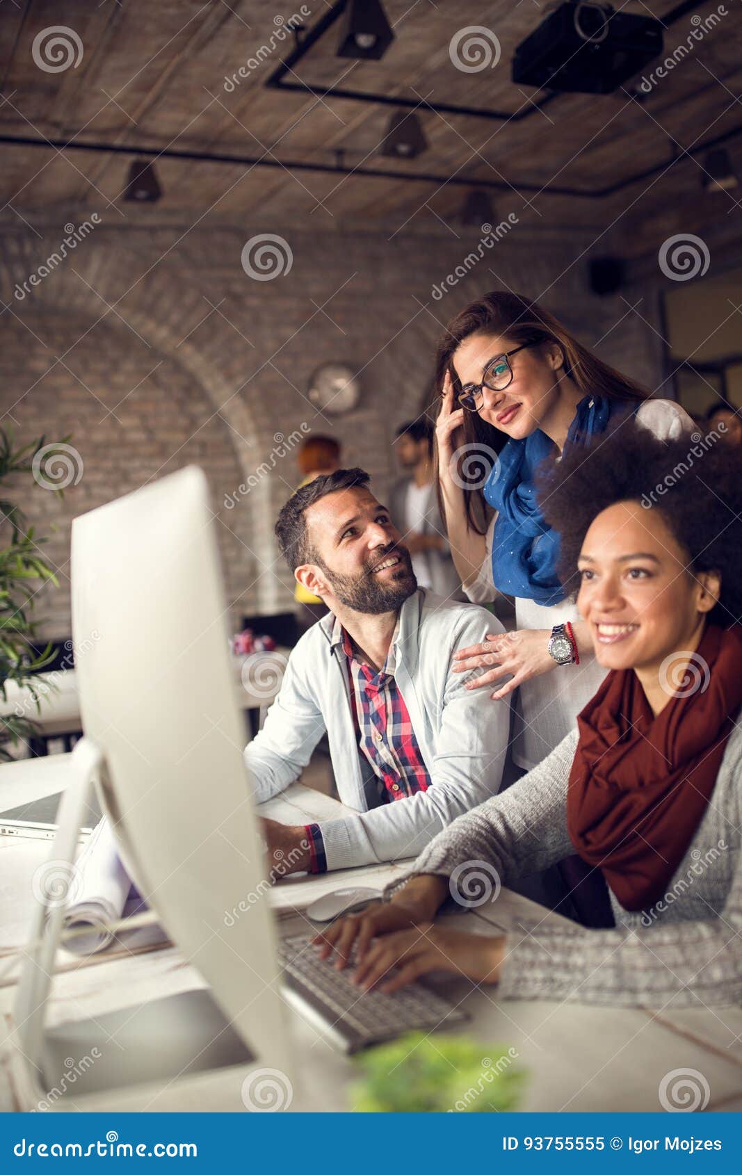 Manager Supervises Work of Employees Stock Image - Image of equipment ...