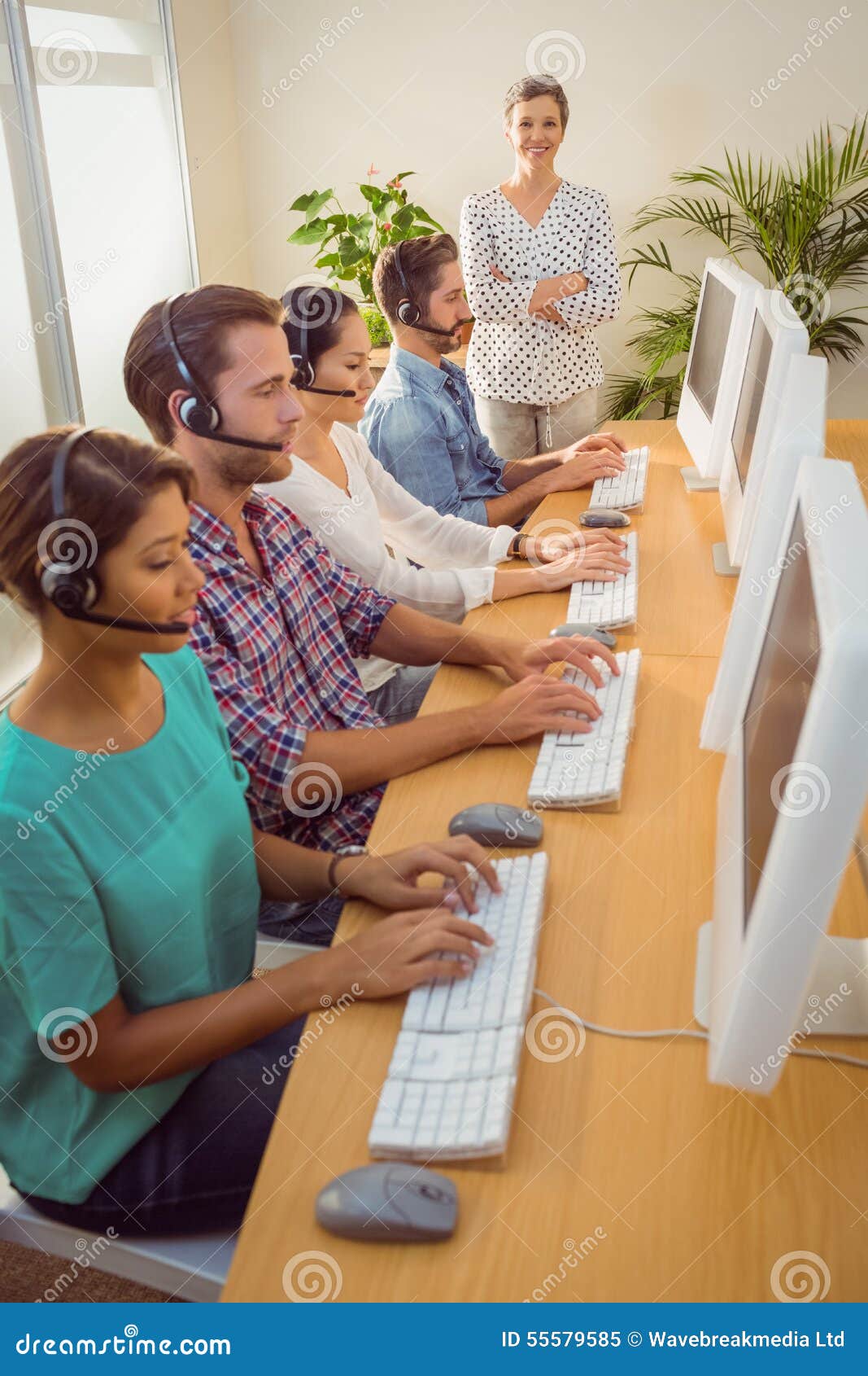 Manager Supervising Work in Call Center Stock Image - Image of indoors ...