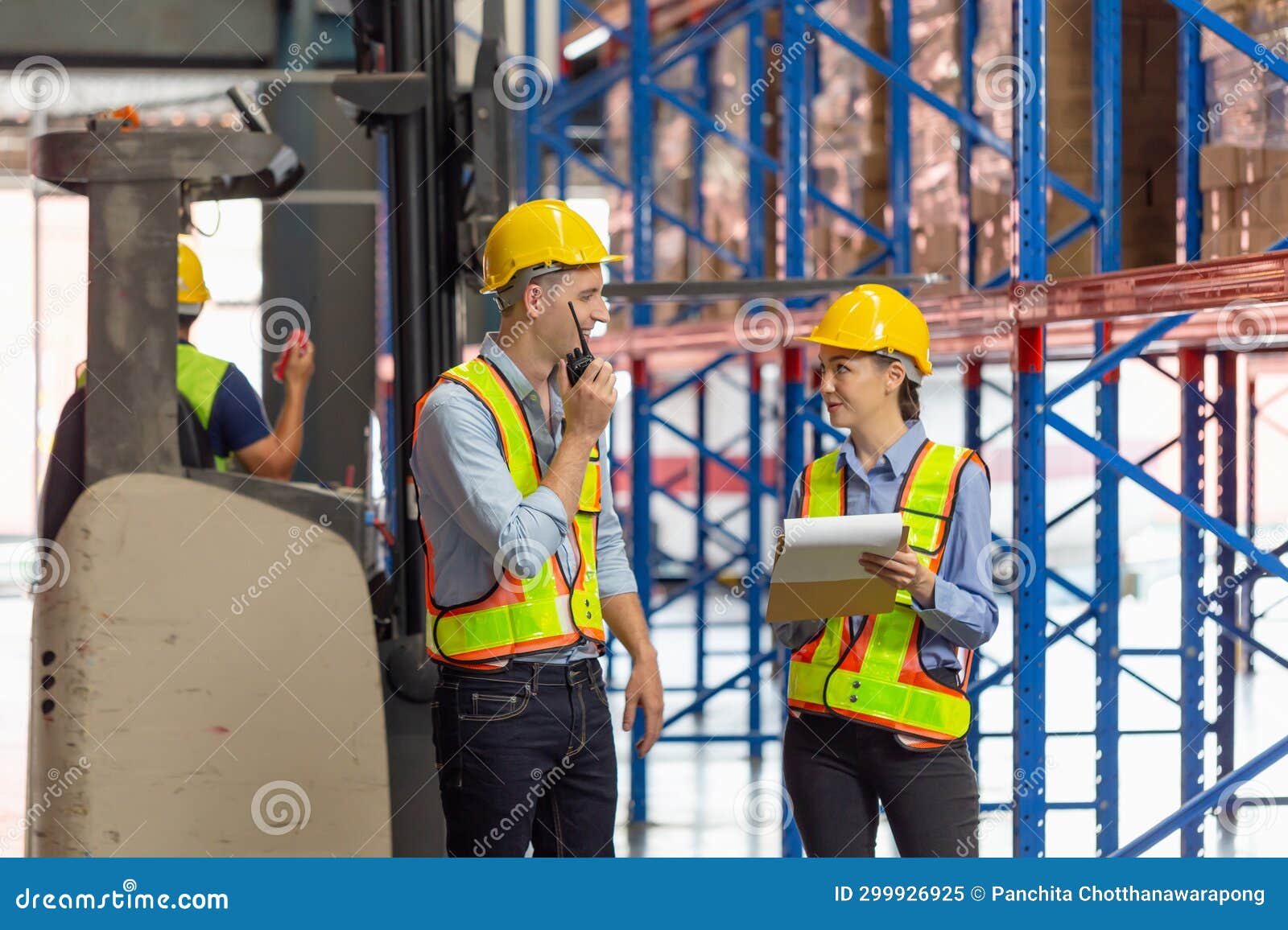 Manager and Supervisor Taking Inventory in Warehouse, Workers Working in Warehouse Stock Image ...