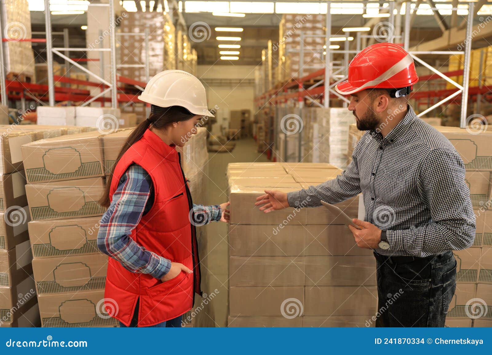 Manager and Supervisor at Warehouse. Logistics Center Stock Photo ...