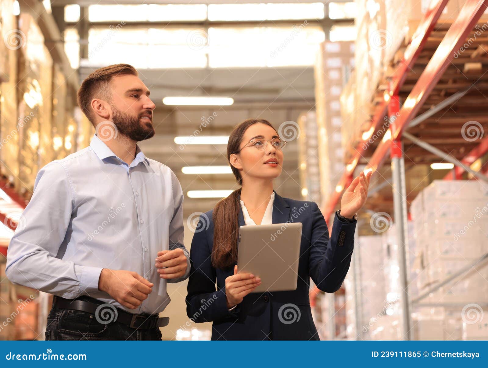 Manager and Supervisor at Warehouse. Logistics Center Stock Image ...