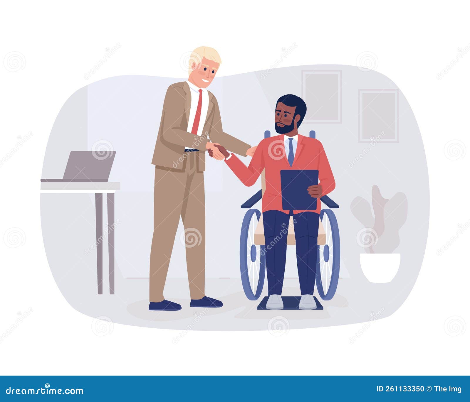 Manager Supporting Disabled Worker 2D Vector Isolated Illustration ...