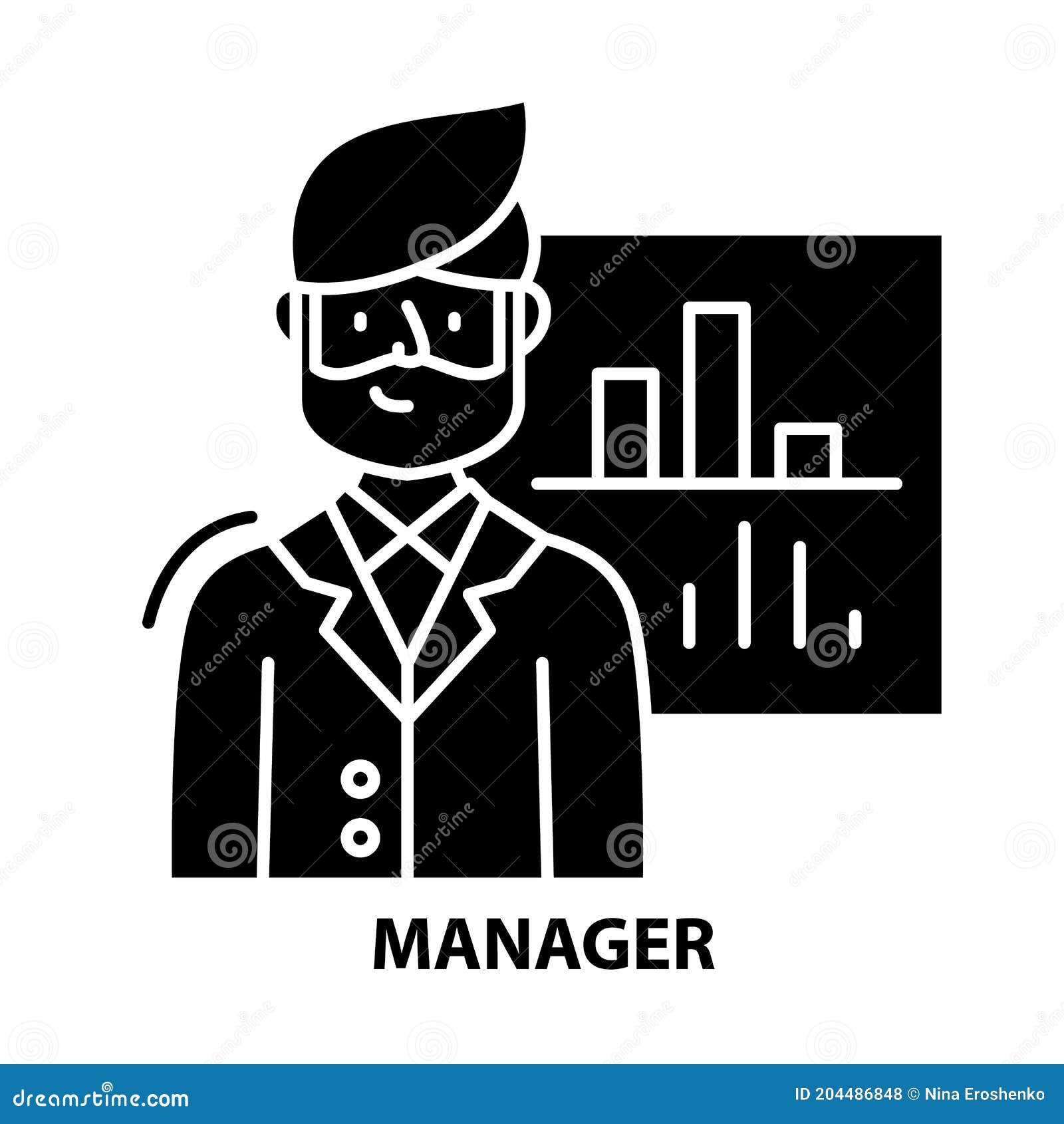 Manager Symbol Icon, Black Vector Sign with Editable Strokes, Concept ...