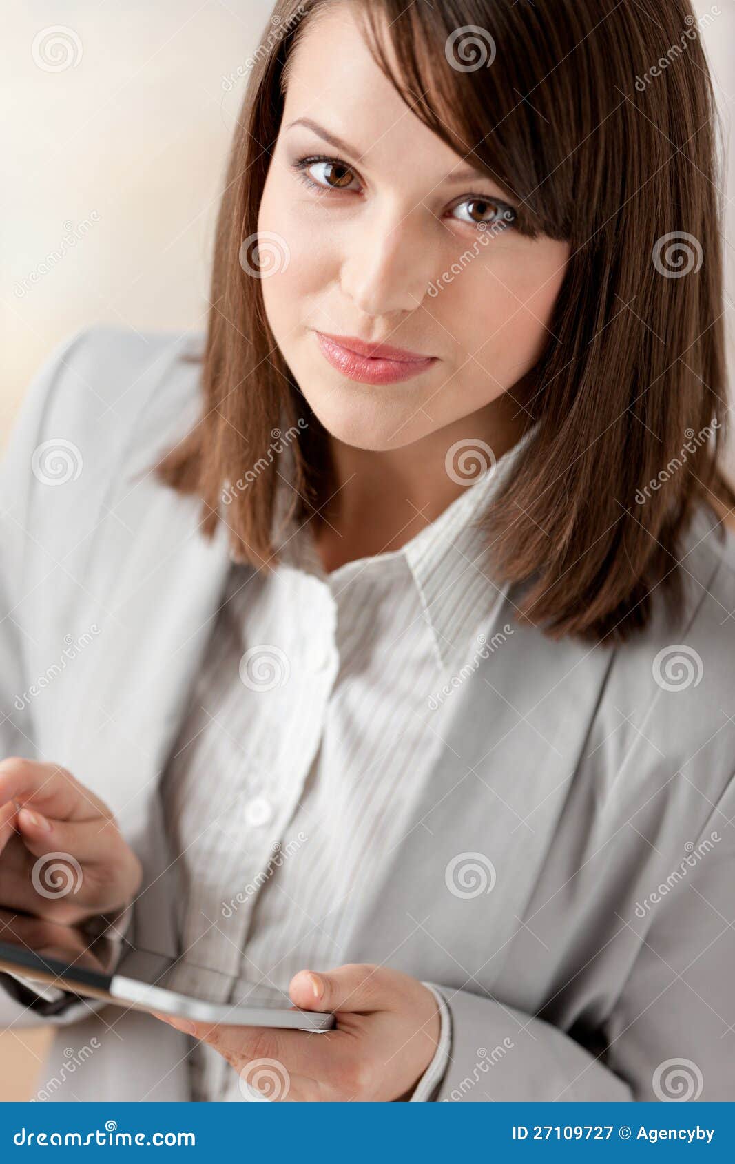 Manager with Tablet at the Office Stock Image - Image of brunette ...