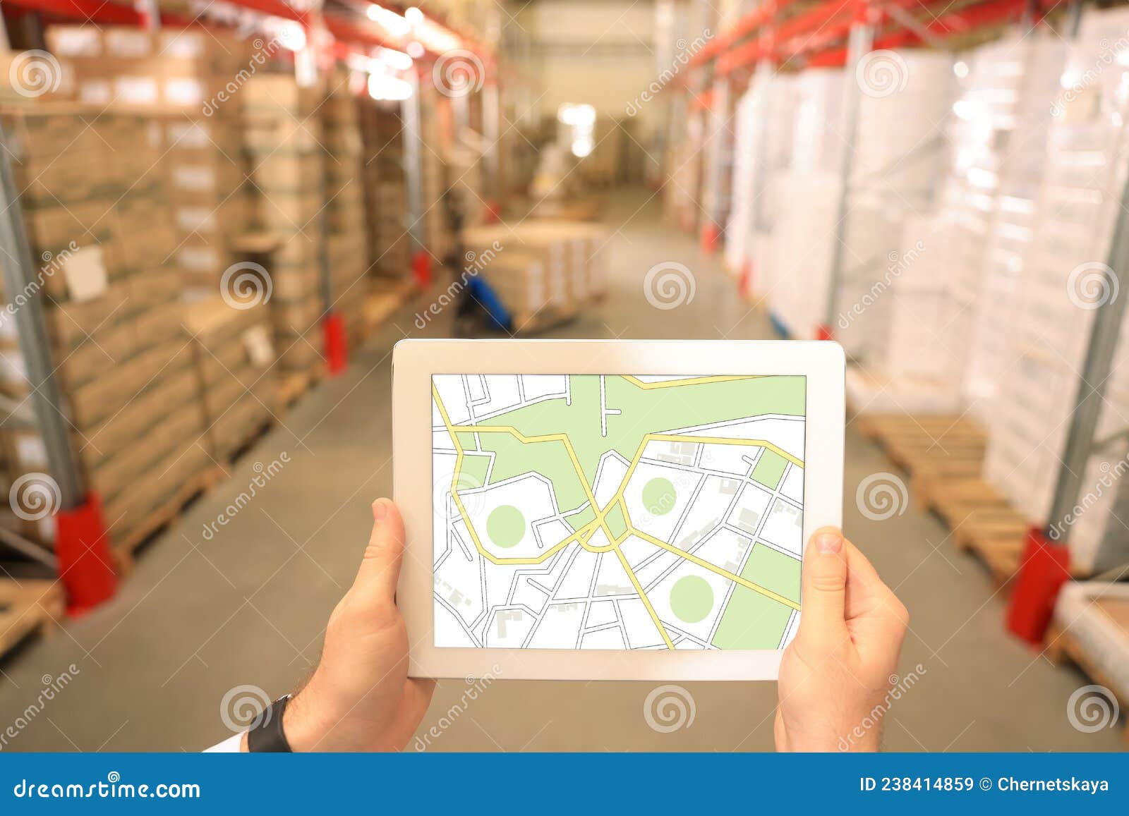 Manager with Tablet Working at Warehouse, Closeup. Logistics Center ...