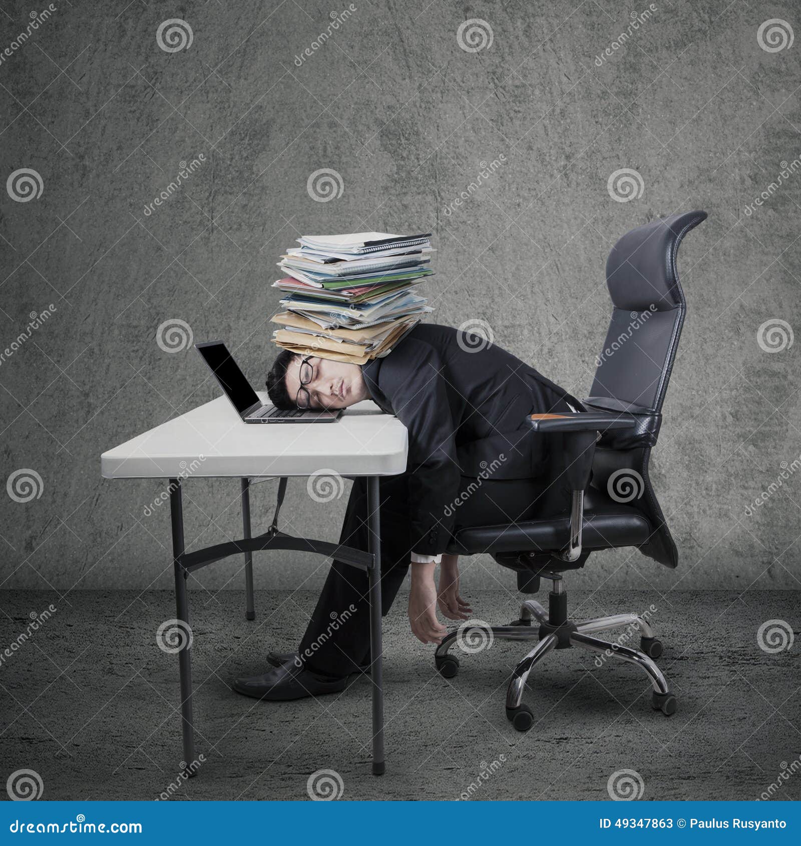 Manager Take a Rest at Desk Stock Image - Image of office, glasses ...