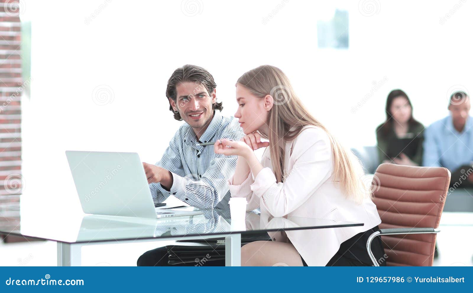 Manager Talking with a Customer in the Lobby of the Bank Stock Photo ...
