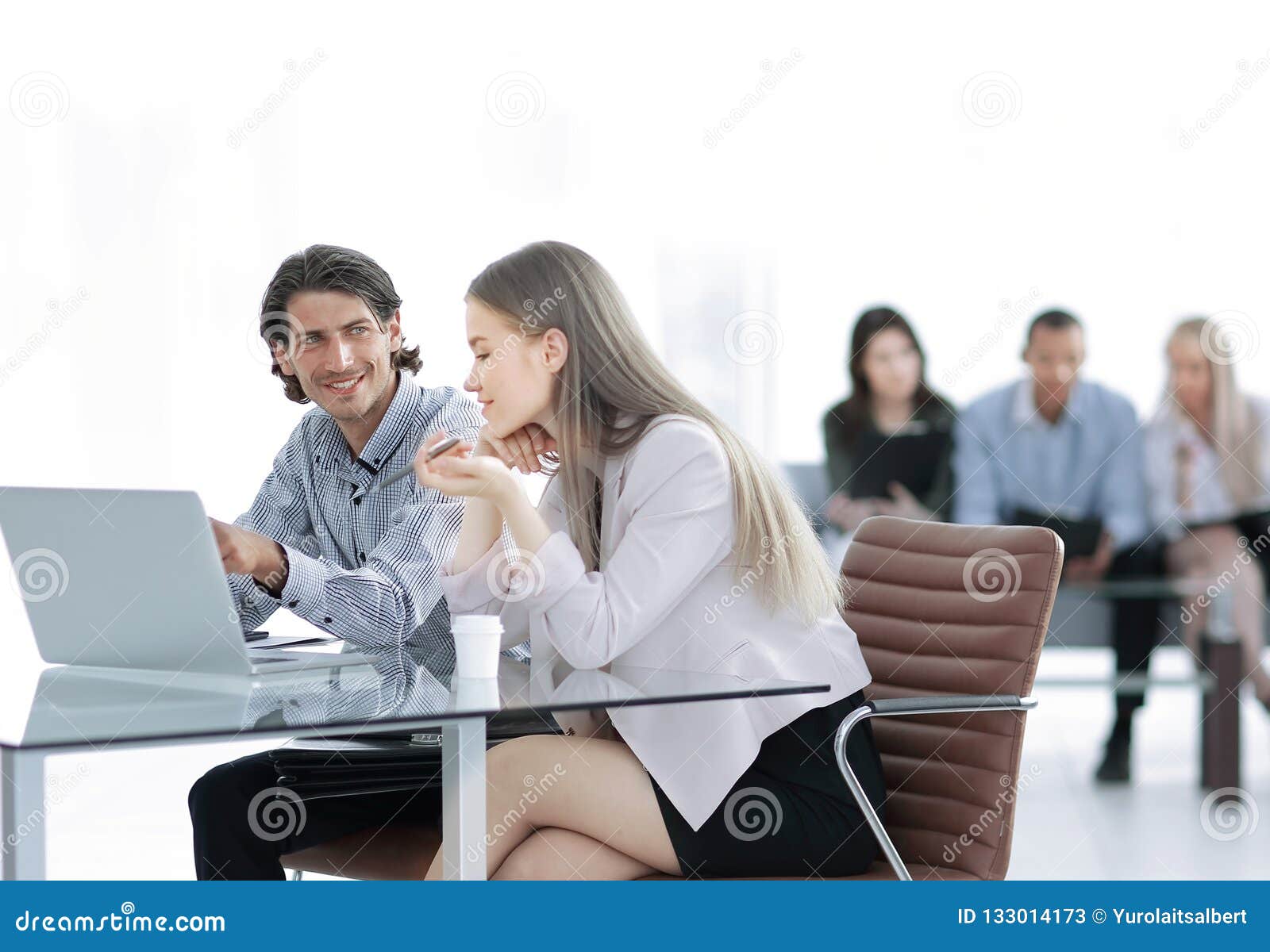 Manager Talking with a Customer in the Lobby of the Bank Stock Image ...