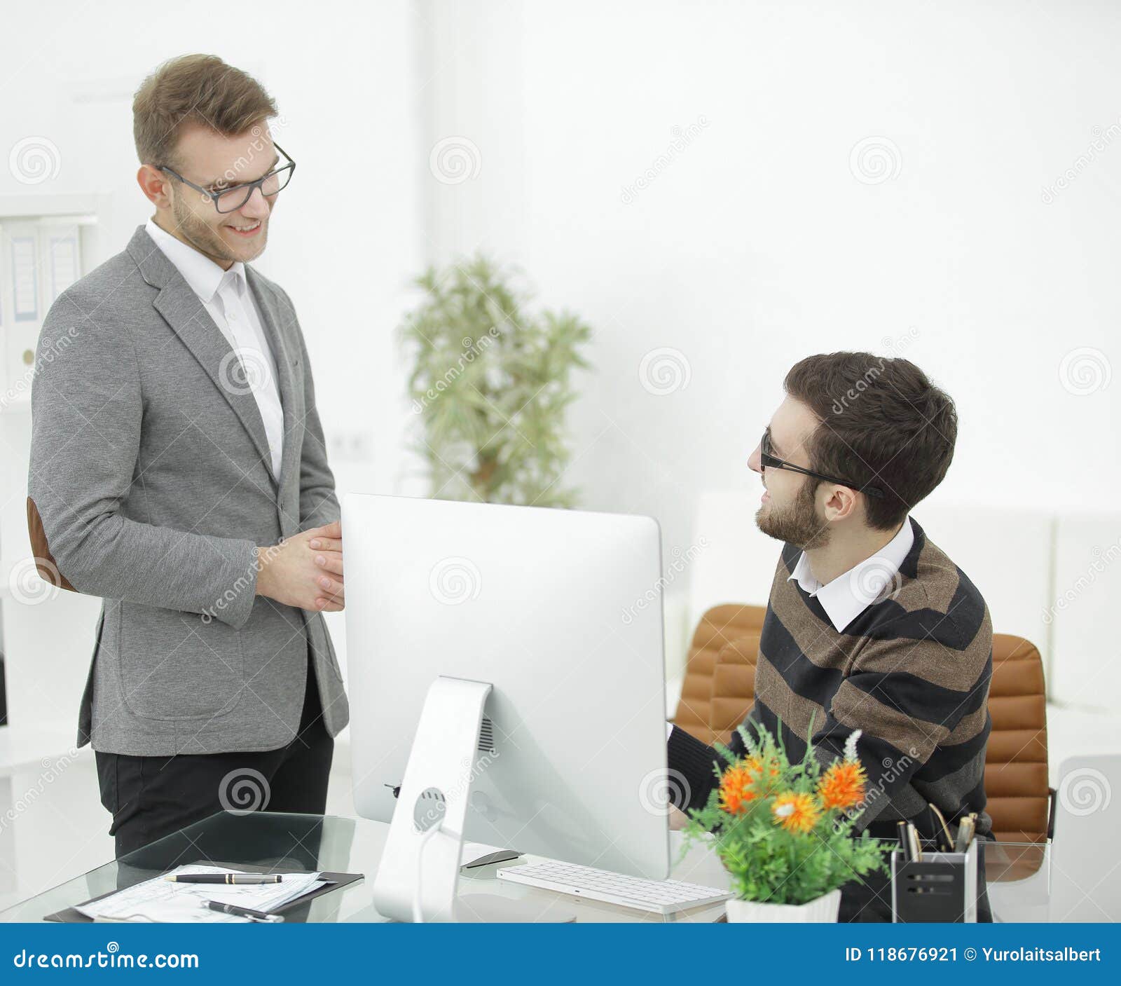 Manager Talking with an Employee in the Office. Stock Image - Image of ...