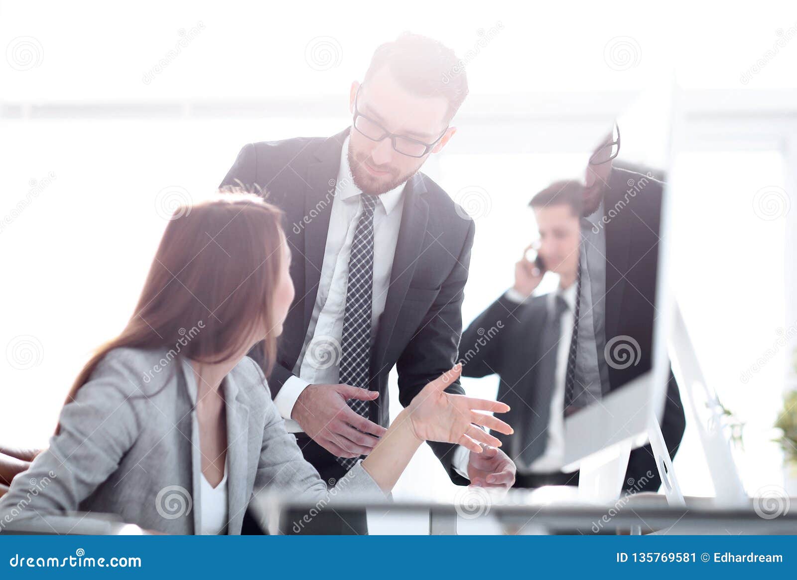Manager Talking with an Employee Stock Image - Image of marketing ...