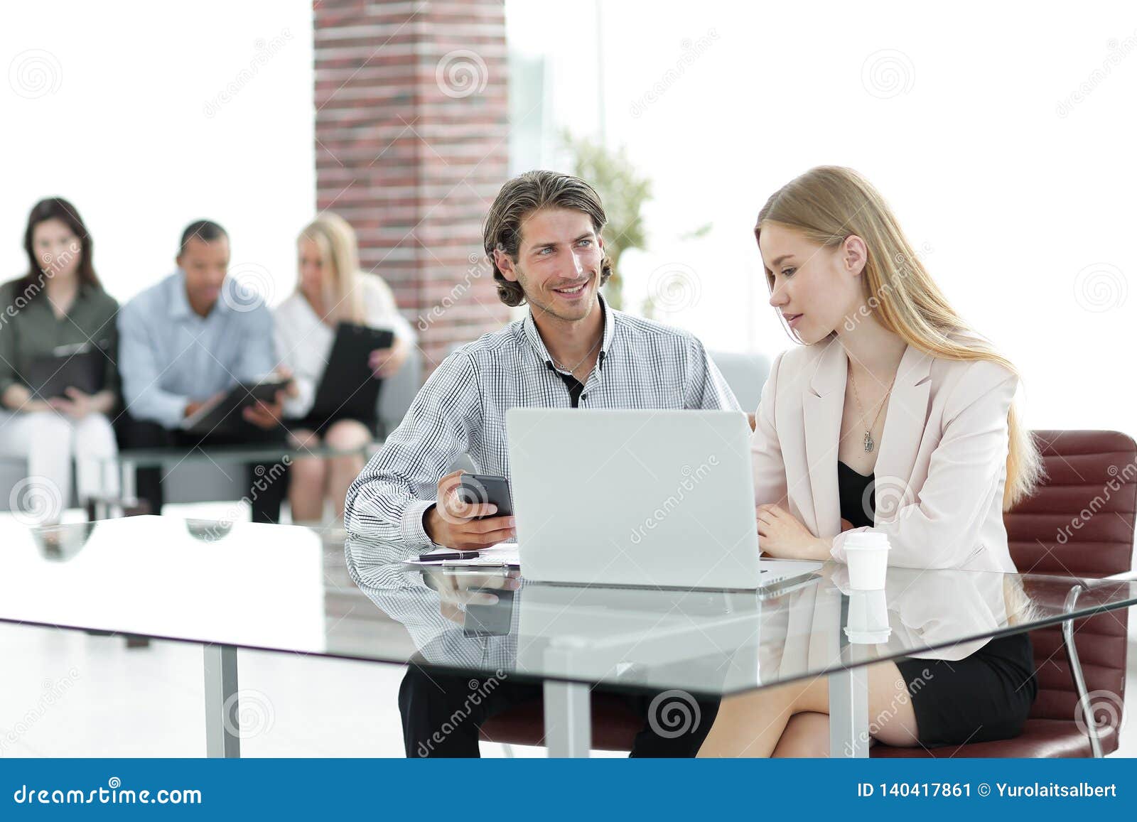 Manager is Talking To in the Bank Office Stock Image - Image of ...