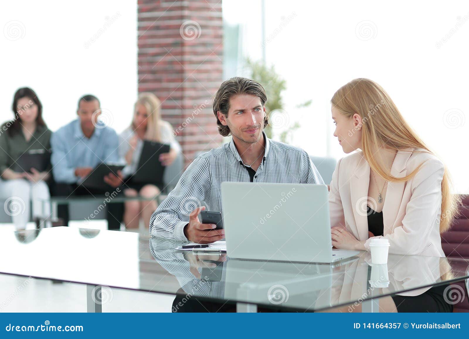 Manager is Talking To in the Bank Office Stock Image - Image of ...