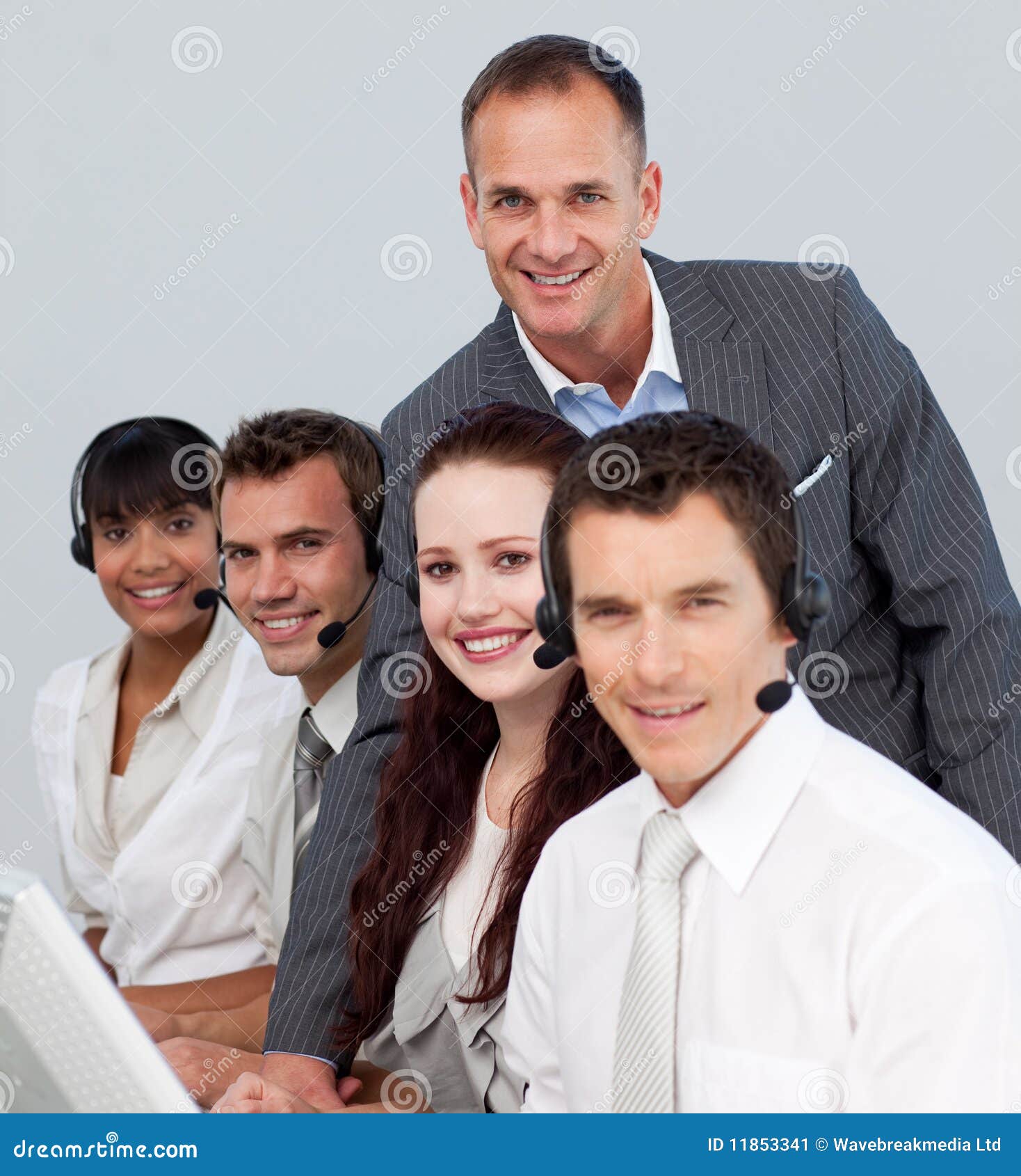 Manager Talking To His Team in a Call Center Stock Image - Image of ...