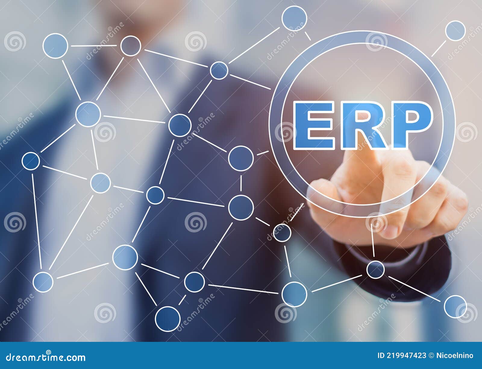 Manager Touching ERP Concept with Connections between Services Stock ...