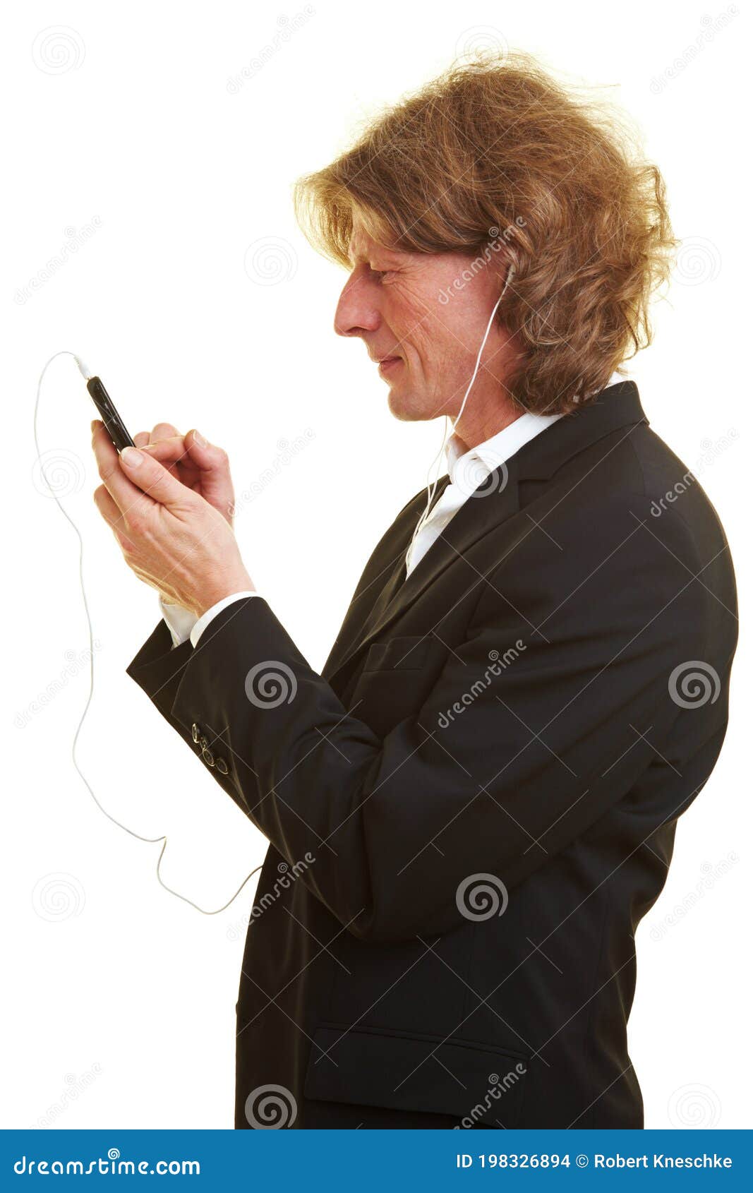 Manager with Touchscreen Cellphone Stock Photo - Image of phone, hair ...