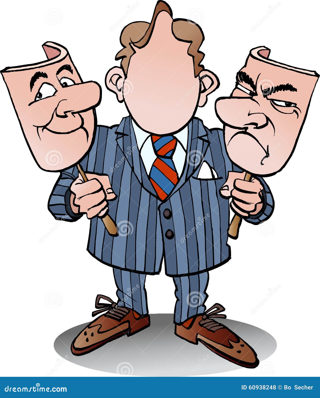 Manager with Two Face Masks Stock Vector - Illustration of humor ...