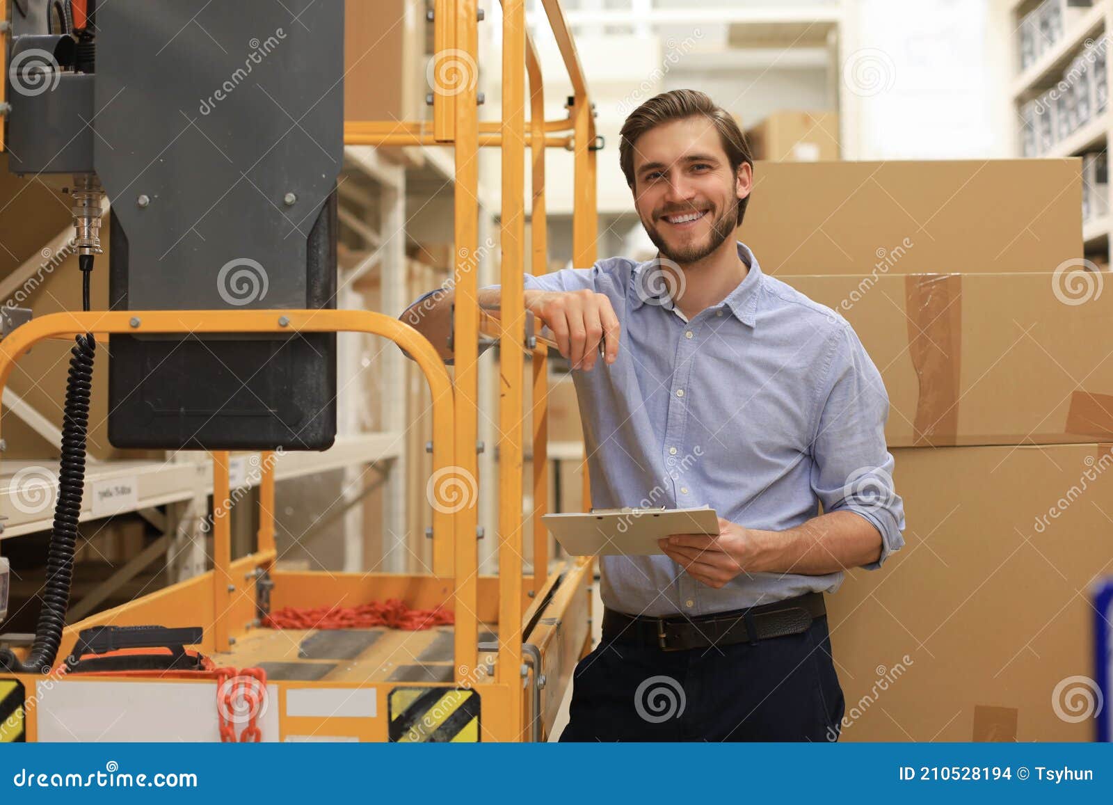 Manager Use His Tablet for Online Checking Products Available Stock ...