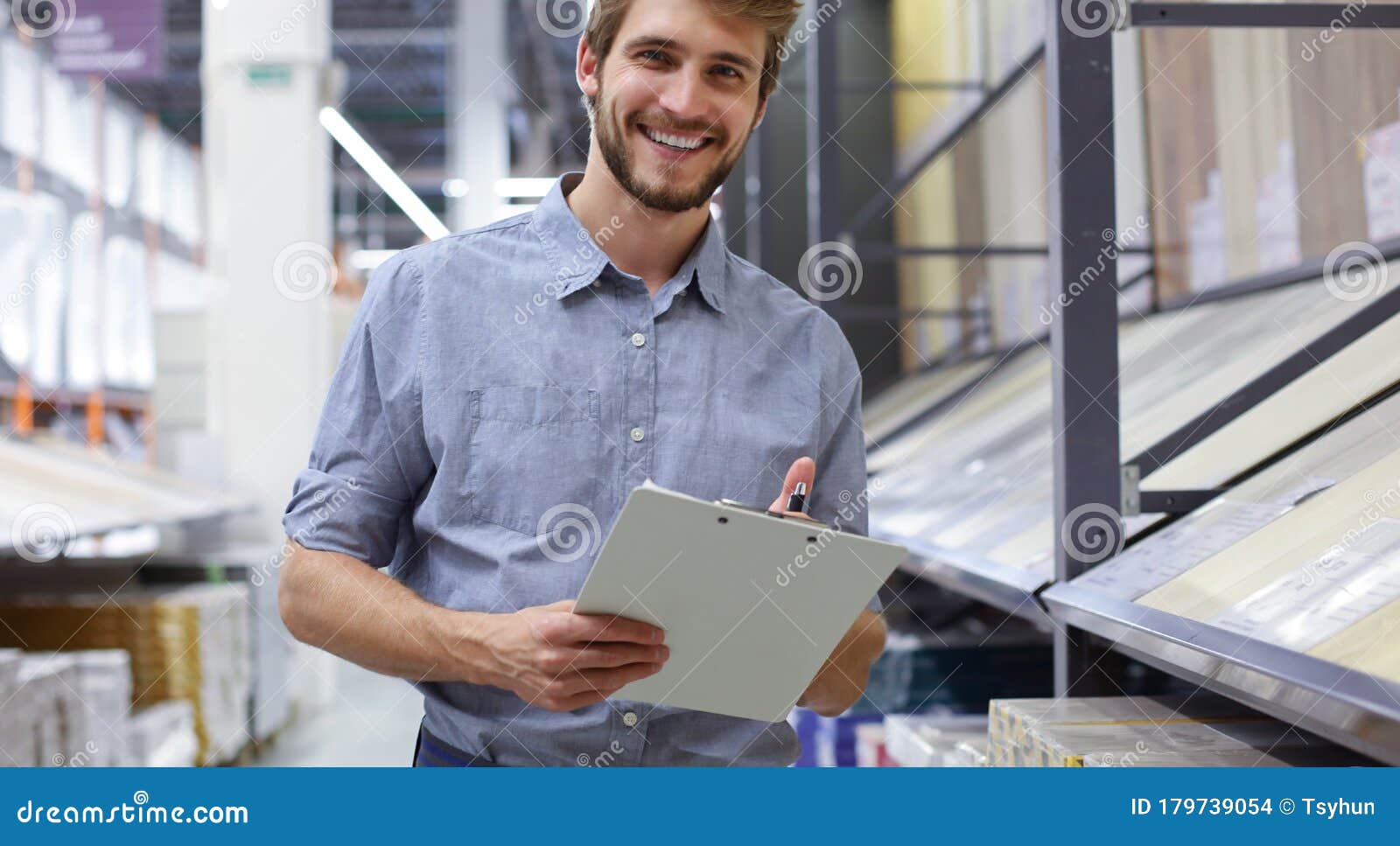 Manager Use His Tablet for Online Checking Products Available Stock ...