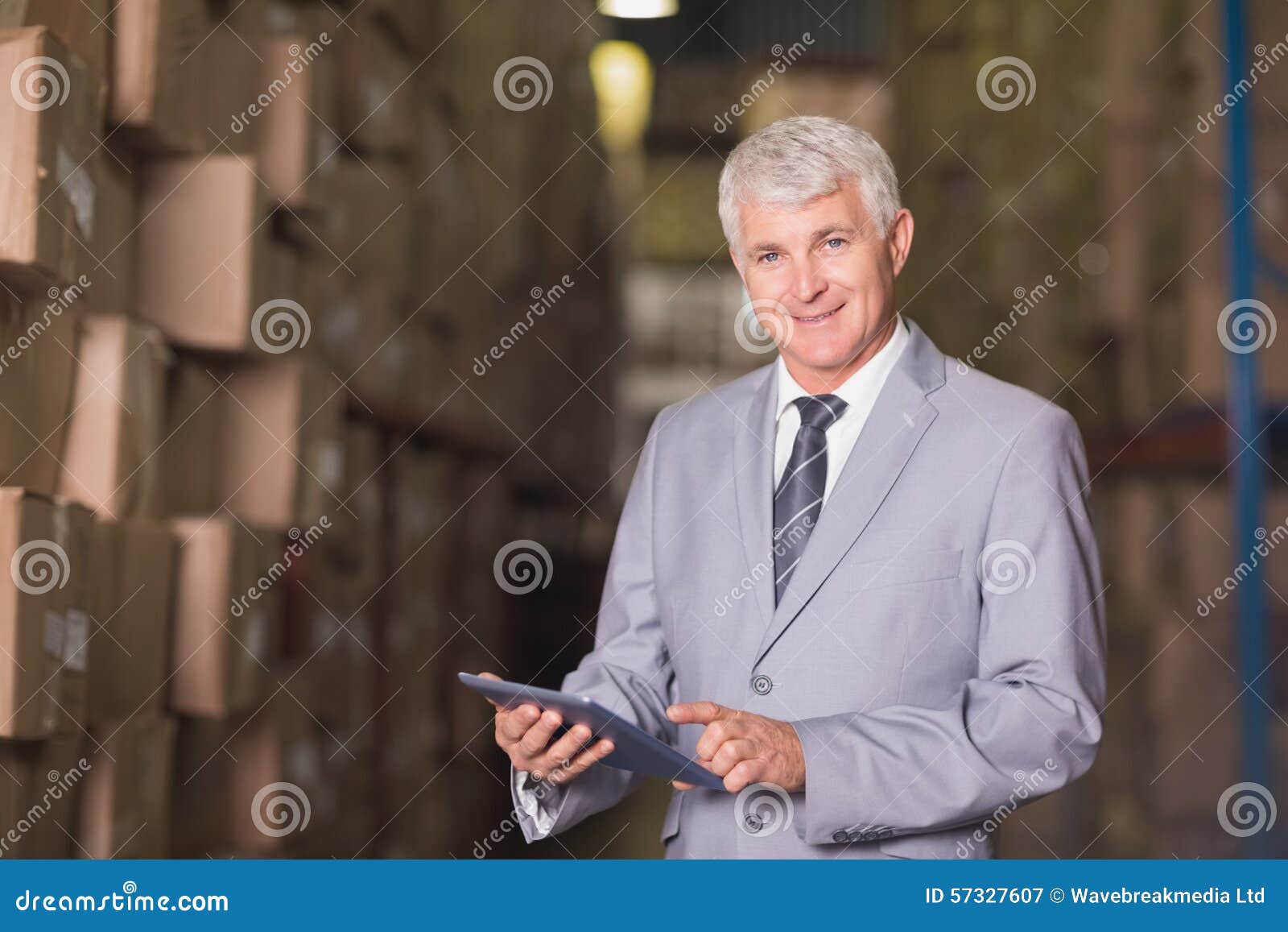Manager Using Digital Tablet in Warehouse Stock Image - Image of boss ...