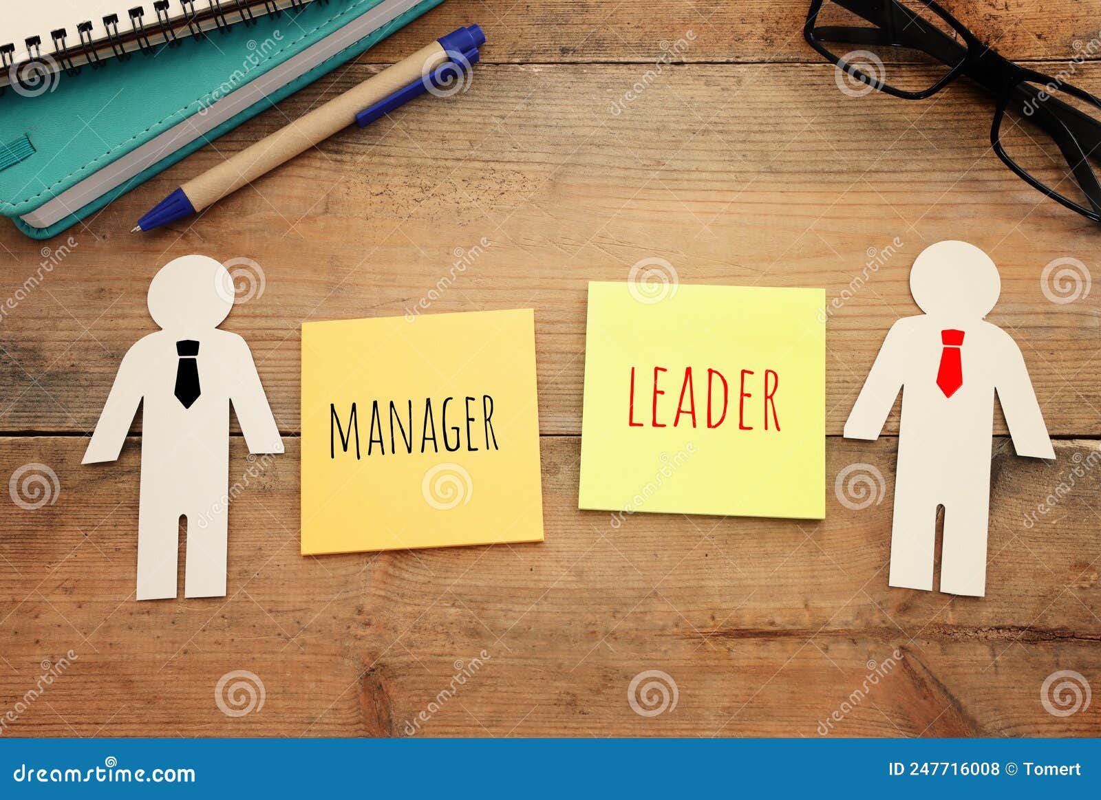 Manager Versus Leader Symbol. Businessman Flips Wooden Cubes And ...