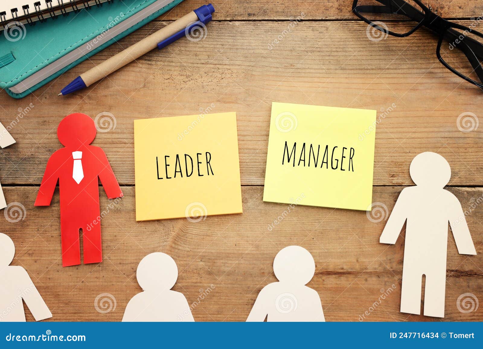 Manager Versus Leader Symbol. Businessman Flips Wooden Cubes And ...