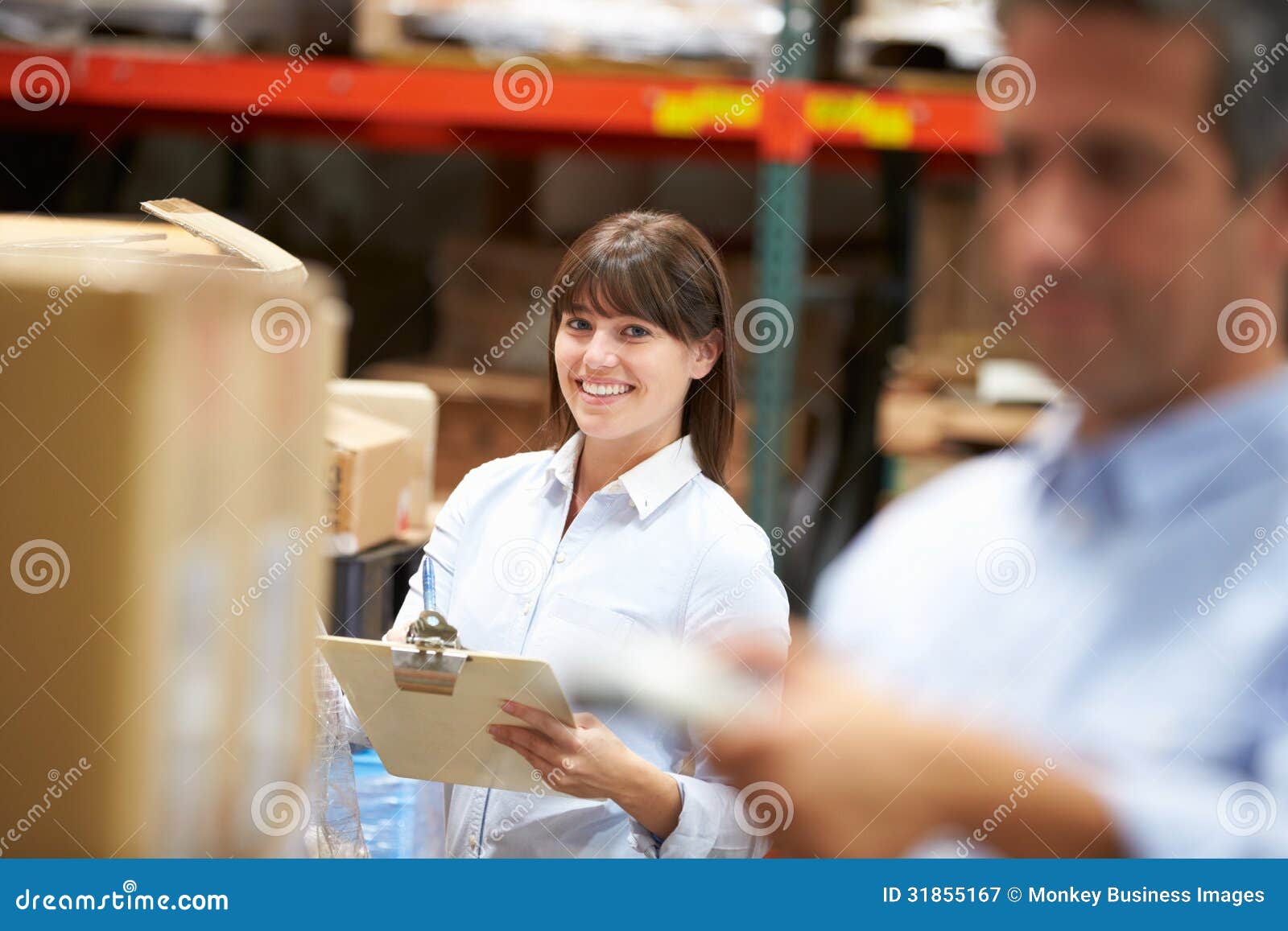 Worker Scanning Barcode Scanner On Package Boxes, Sorting Shipment ...