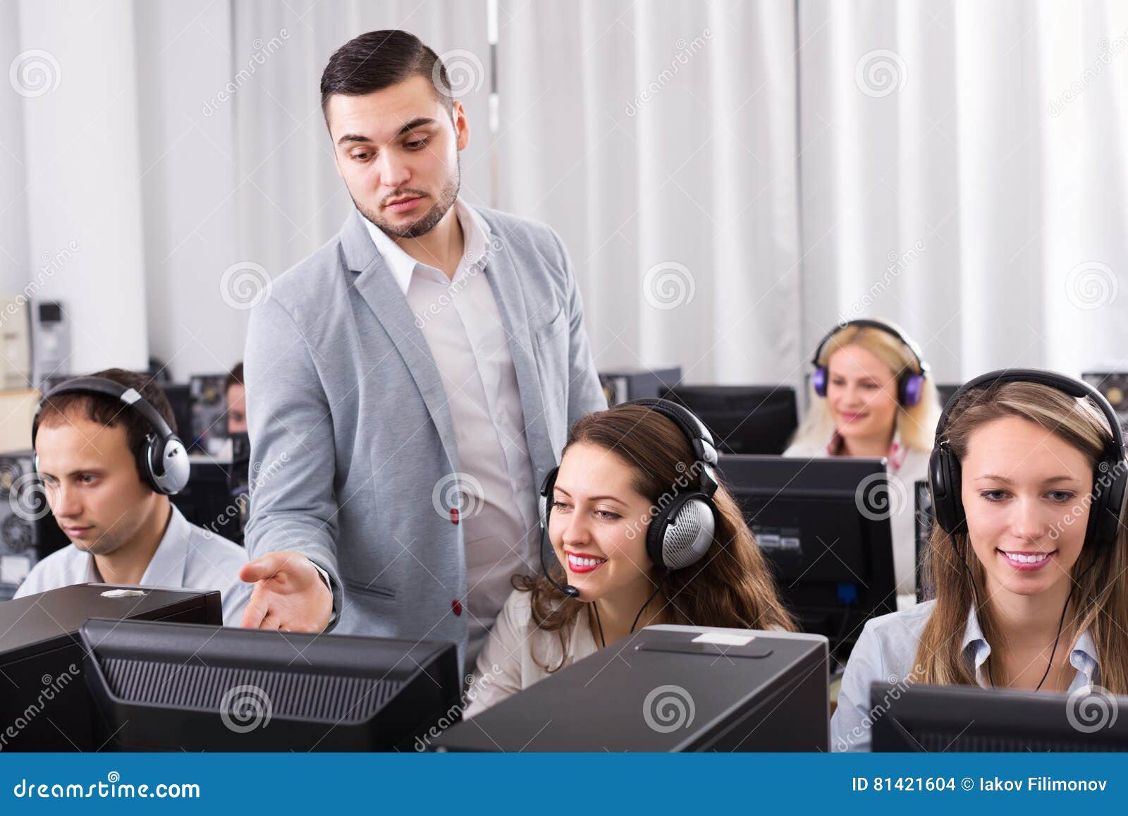 Manager Watching His Business Team Stock Photo - Image of portrait ...