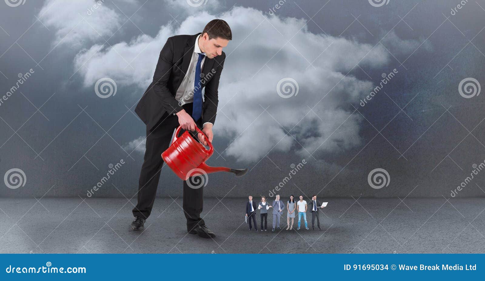 Manager Watering Employees Against Sky Stock Illustration ...