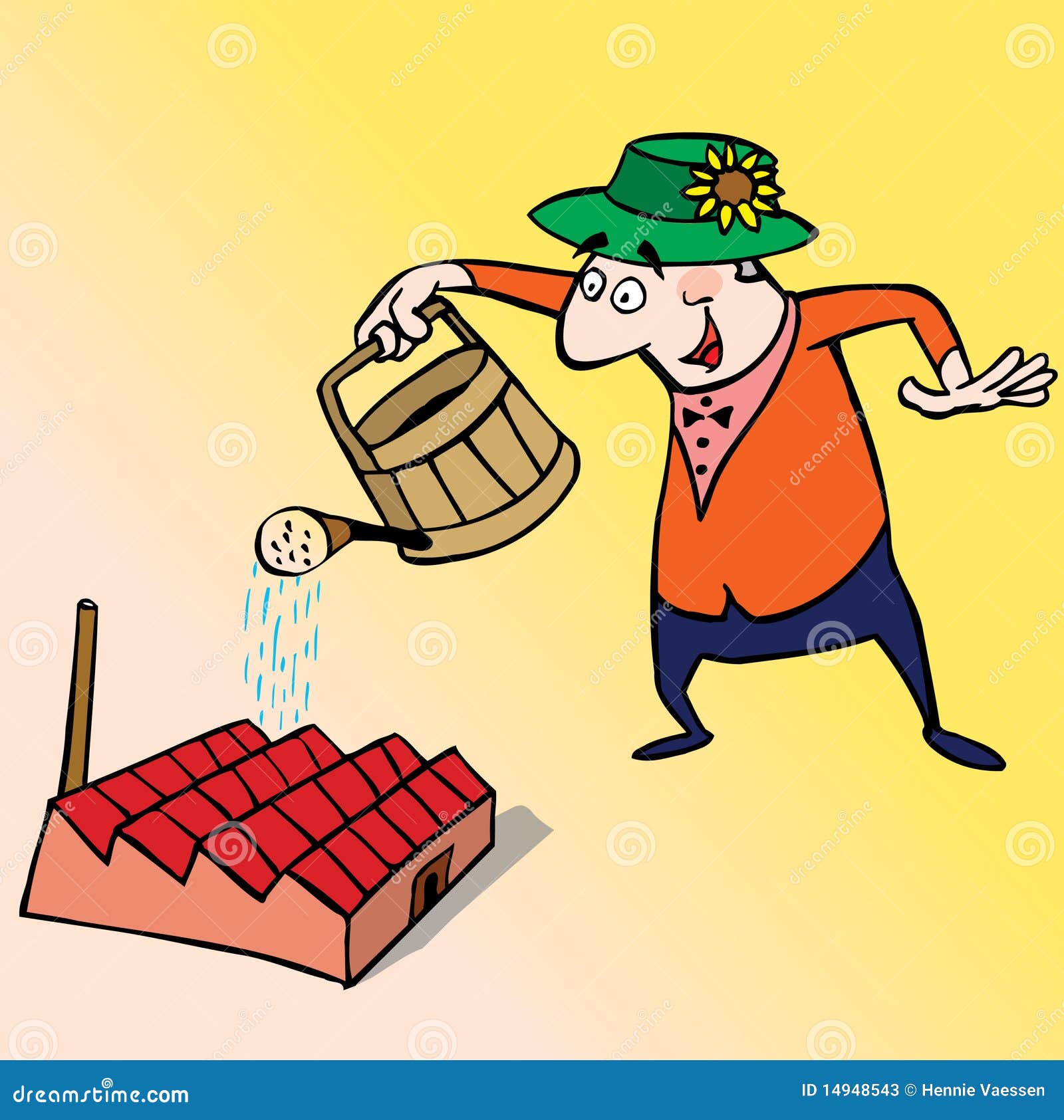 Manager watering his plant stock vector. Illustration of gardener ...