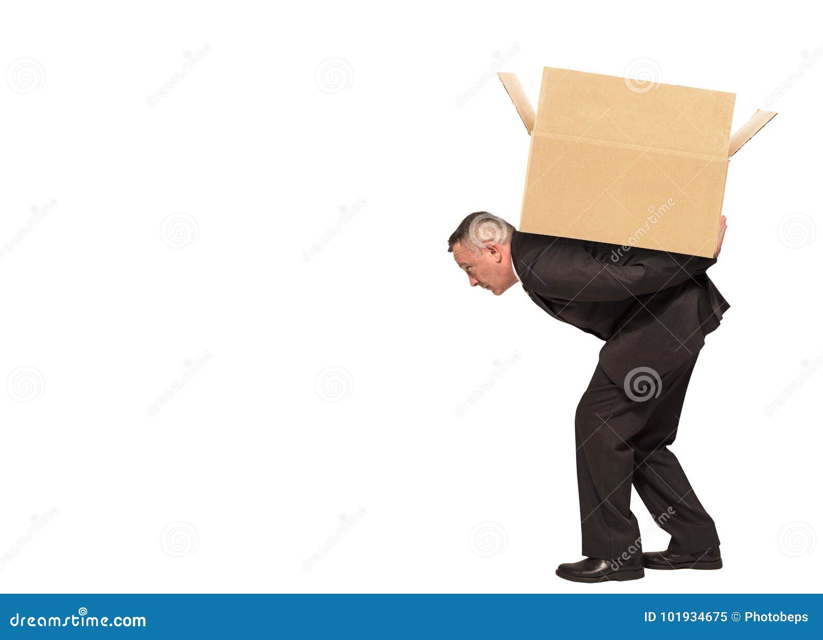 Manager Who Carries on His Back a Box Stock Image - Image of person ...