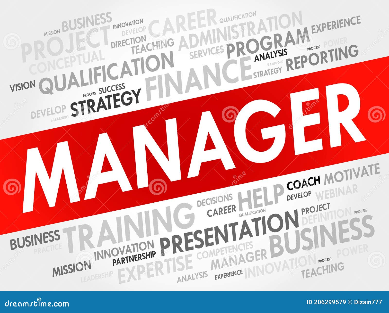 Manager word cloud stock illustration. Illustration of empower - 206299579