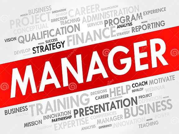 Manager word cloud stock illustration. Illustration of empower - 206299579