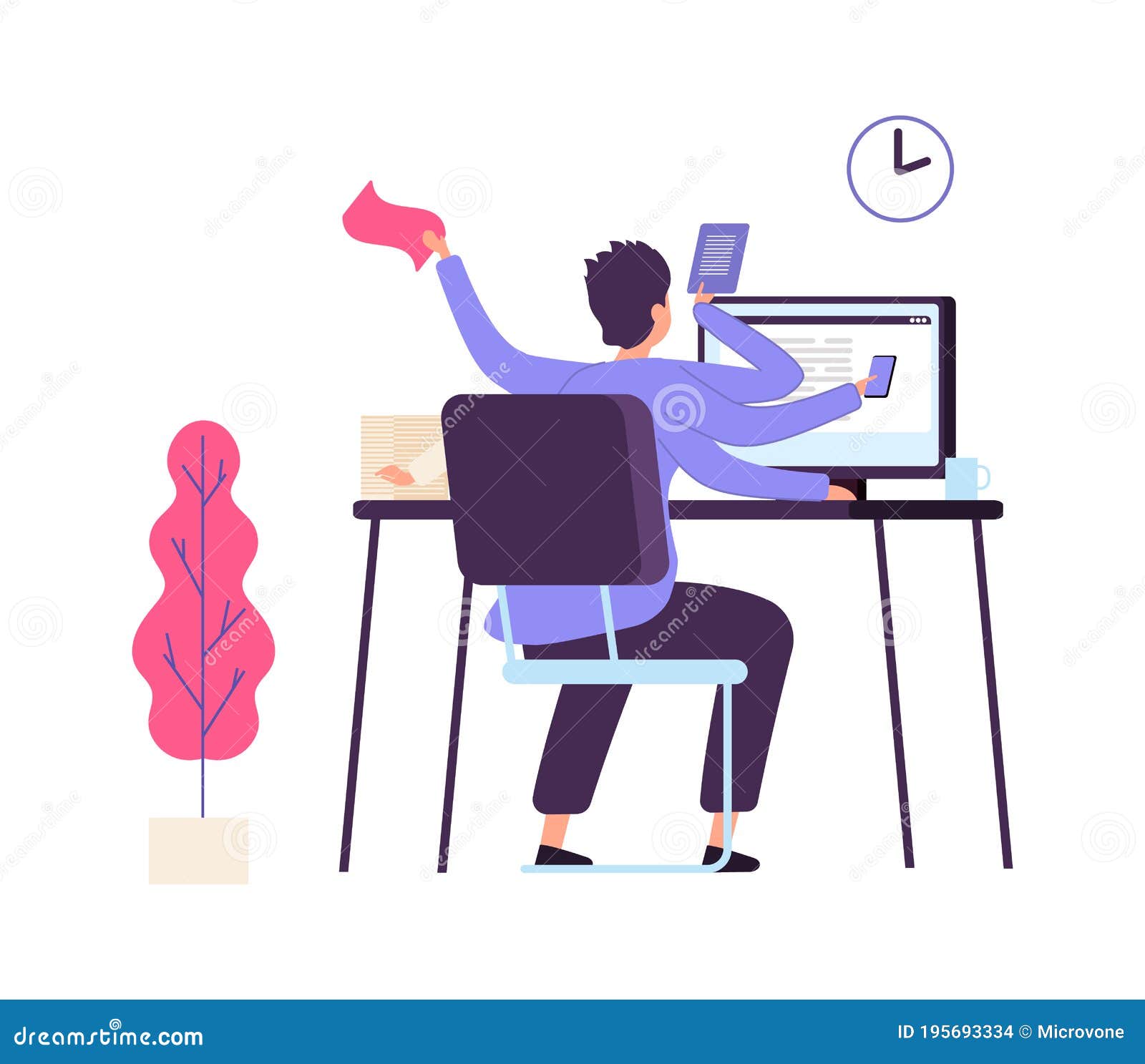 Manager at Work. Administrator Time Management, Office Deadline. Man ...