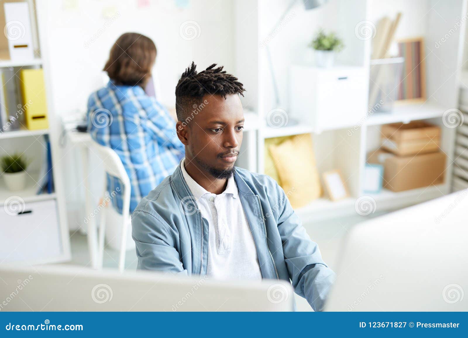 It-manager at work stock image. Image of concentrated - 123671827