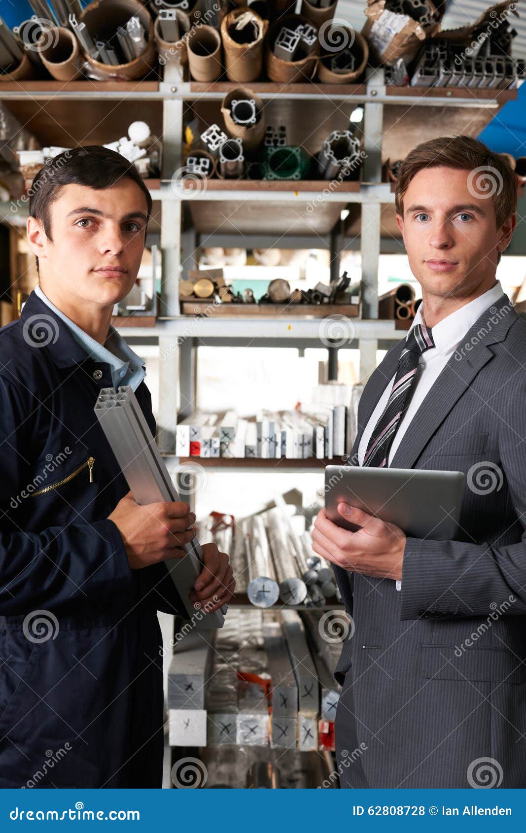 Manager and Worker in Factory Storeroom Stock Photo - Image of business ...