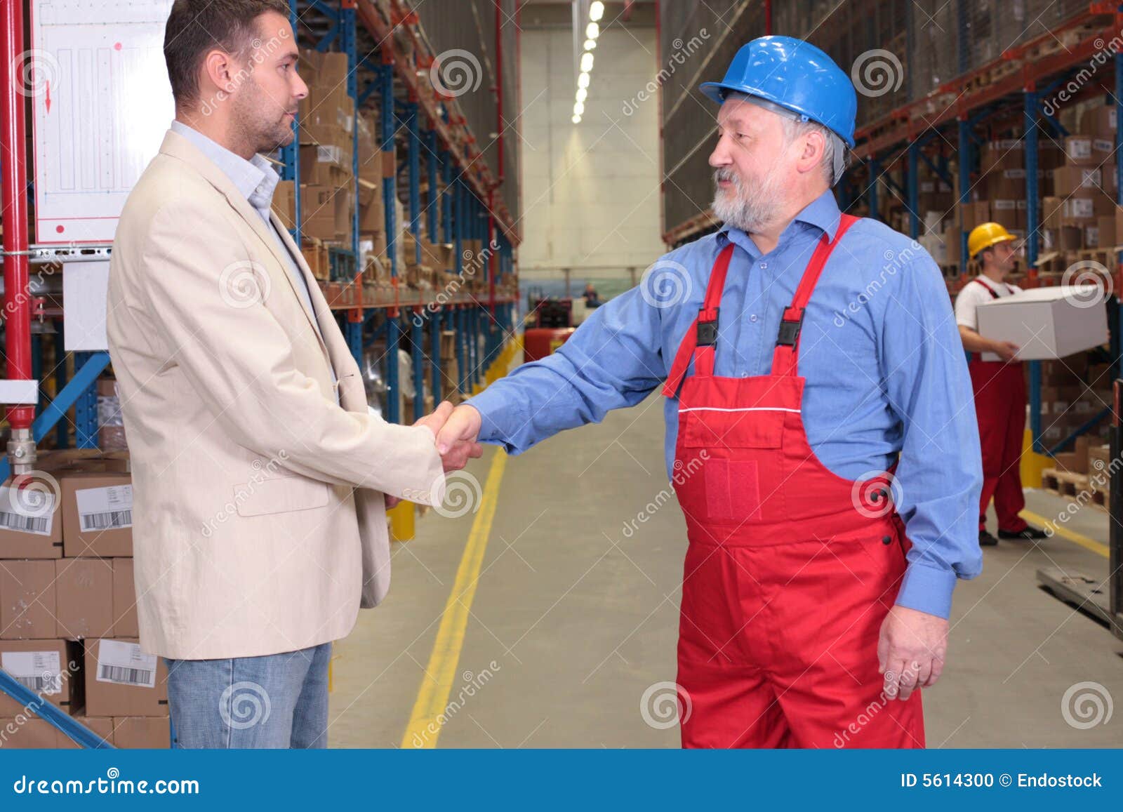 Manager and Worker Handshake Stock Photo - Image of merchandise, crate ...