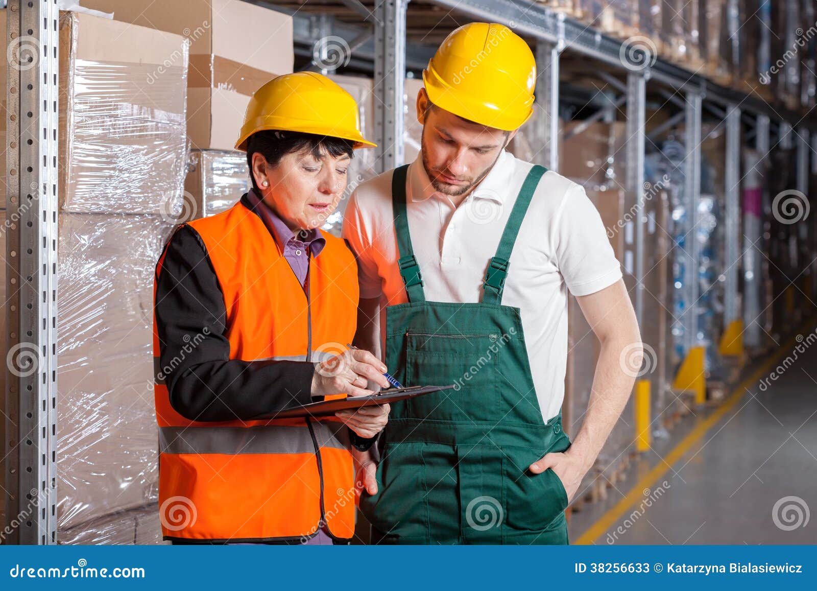 Manager and Worker in Warehouse Stock Image - Image of manufacturing ...