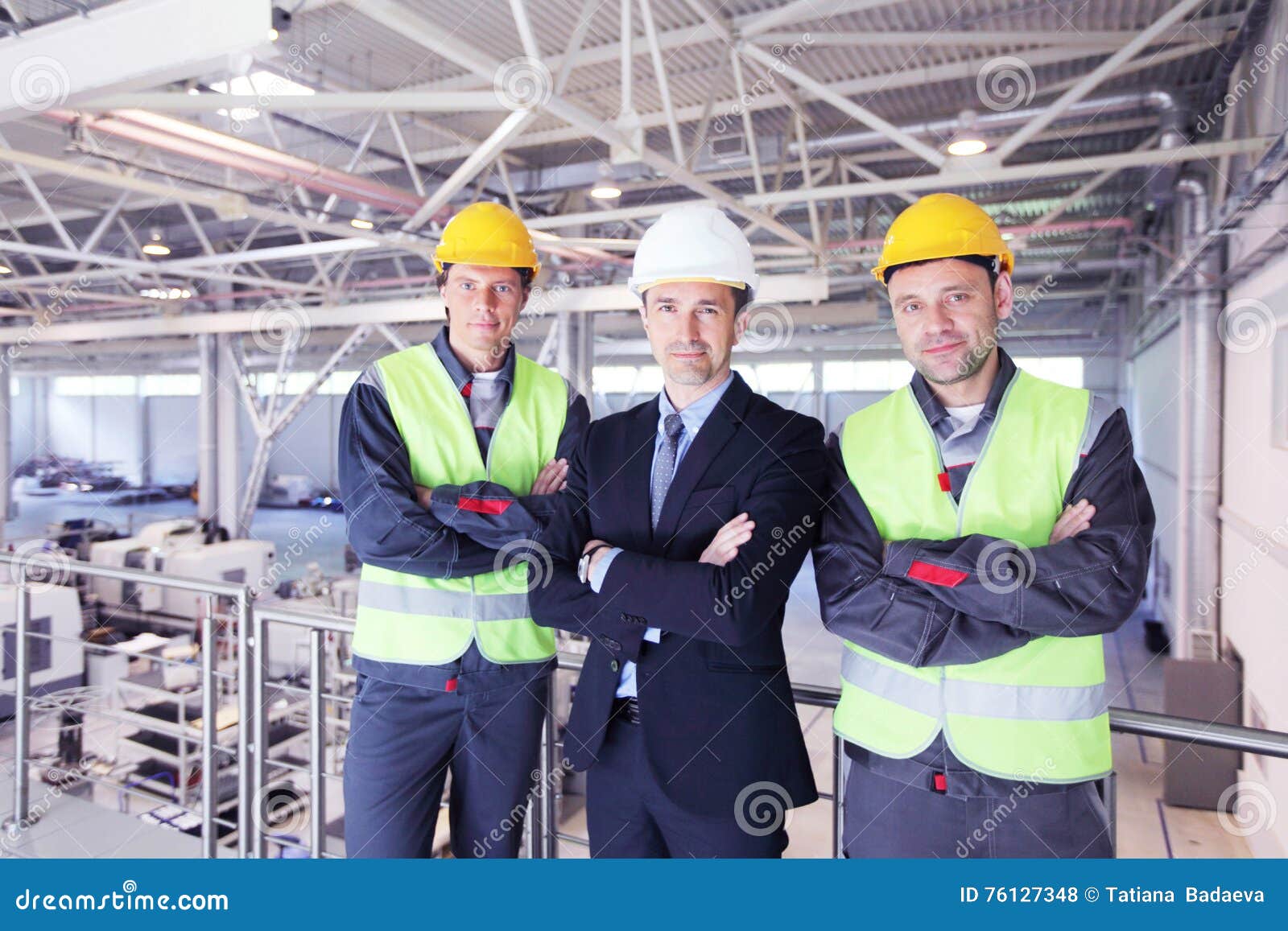 Manager and Workers in Factory Stock Photo - Image of lathe, mechanic ...