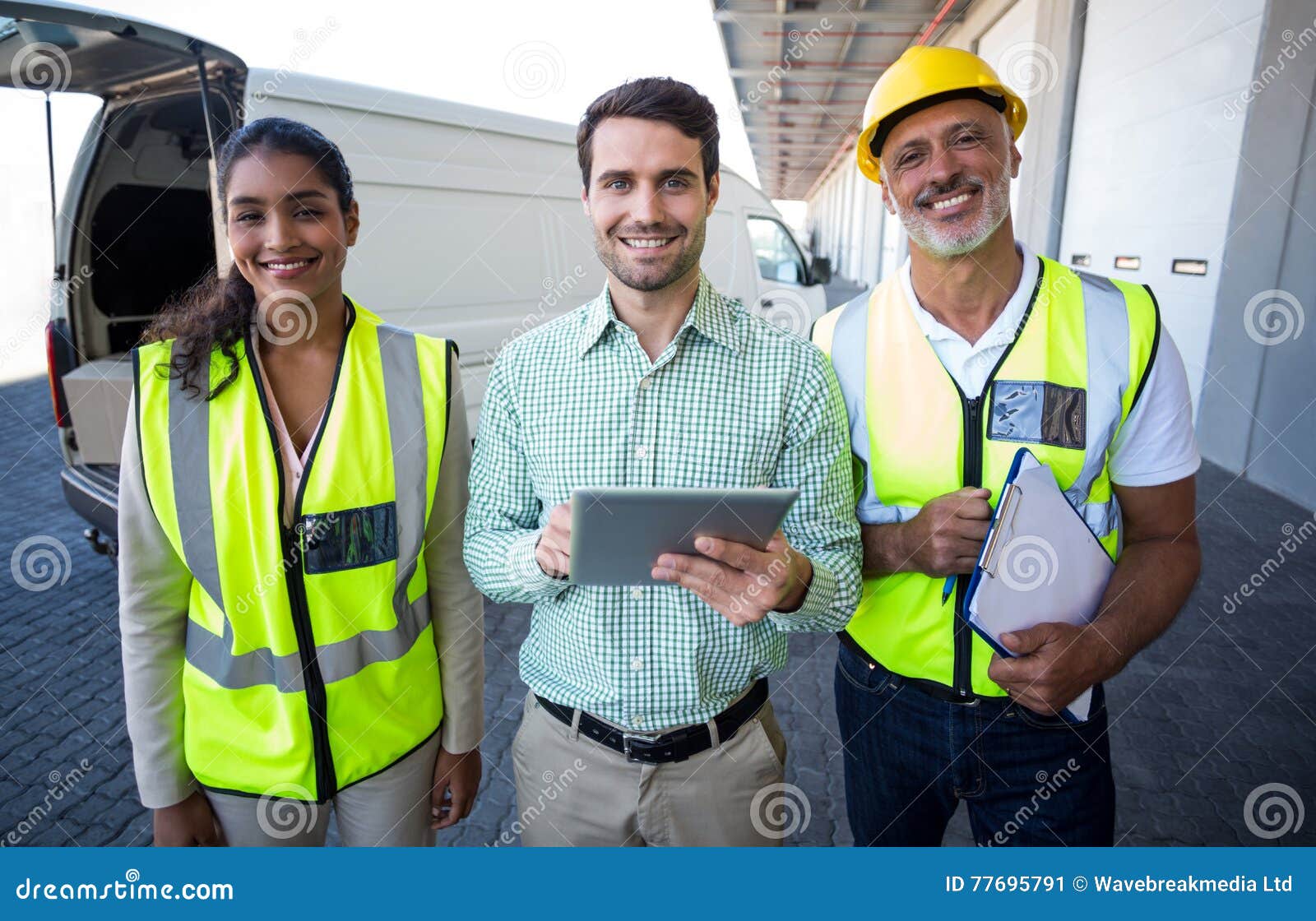 Manager and Workers are Smiling and Posing Face To the Camera Stock ...