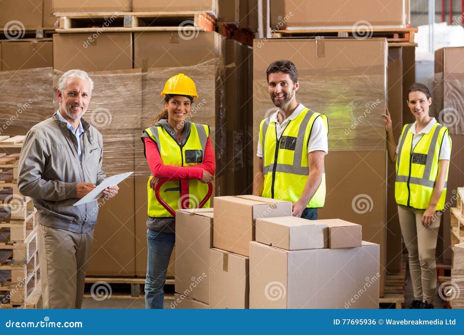 Manager and Workers are Smiling and Posing Stock Photo - Image of ...