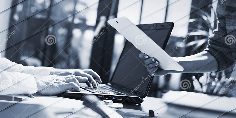 Manager Working with Executive Assistant, Geometric Pattern Stock Image ...