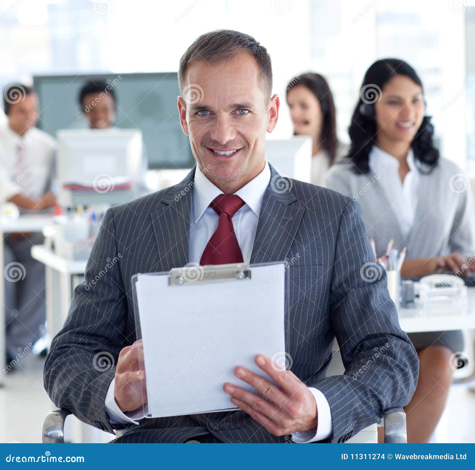 Manager Working with Her Team Stock Photo - Image of happy, american ...