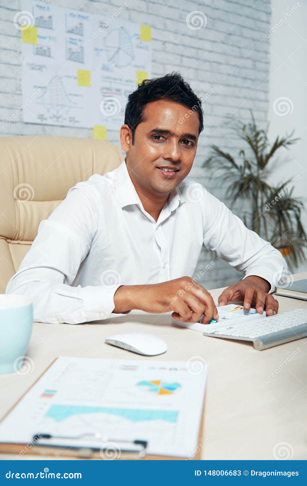 Manager Working at the Table at Office Stock Image - Image of indian ...