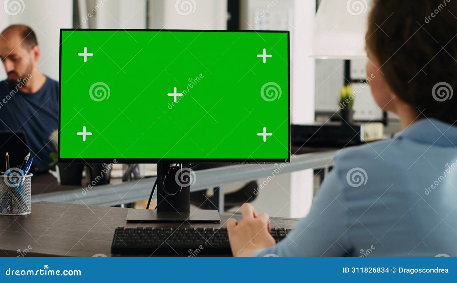 Manager Works with Isolated Greenscreen Stock Photo - Image of desk ...
