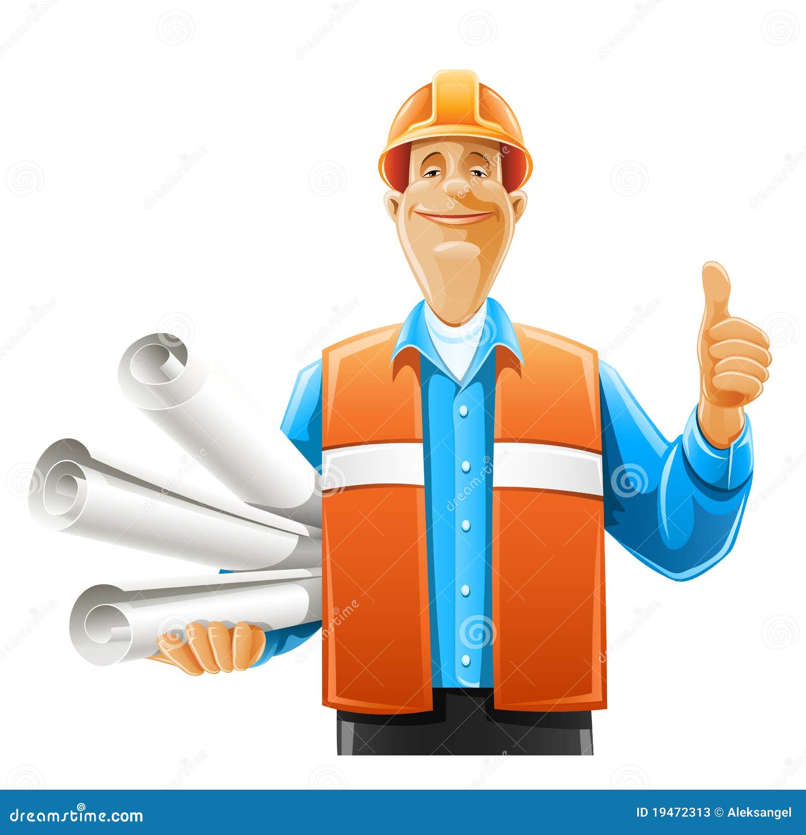 Manager Of The Works With Scroll Drawing Cartoon Vector | CartoonDealer ...