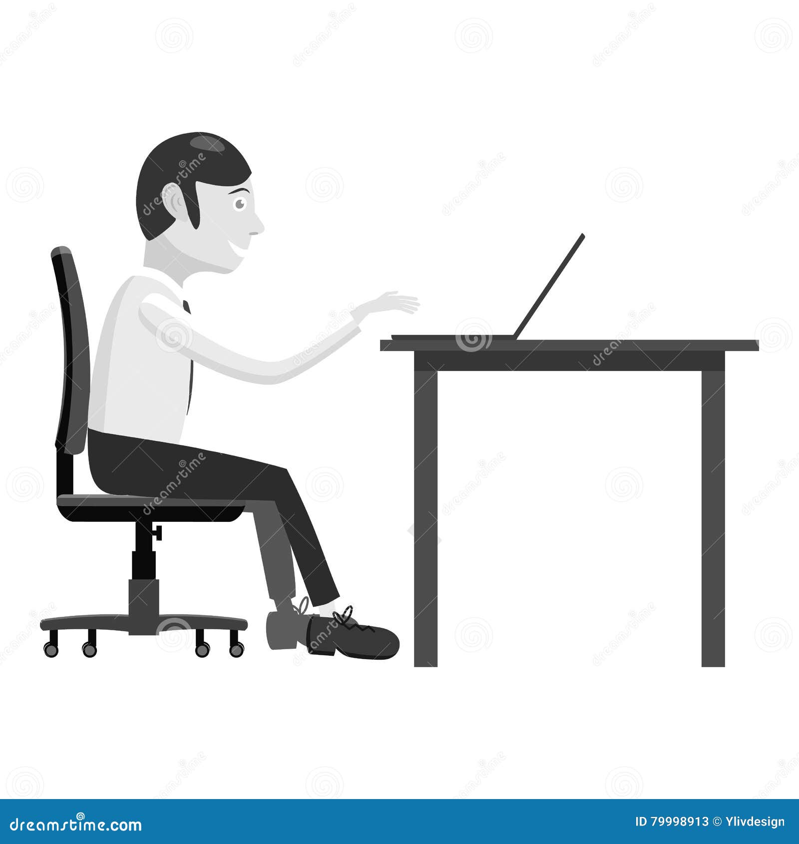 Manager Works at Table Icon, Gray Monochrome Style Stock Vector ...